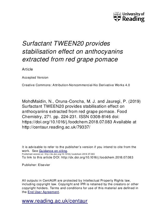 (PDF) Surfactant TWEEN20 provides stabilisation effect on anthocyanins ...