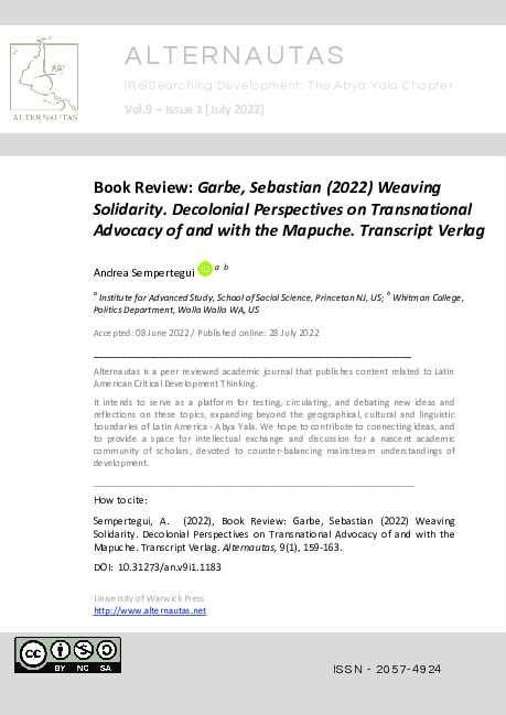 (PDF) Review of Sebastian Garbe, Weaving Solidarity. Decolonial ...