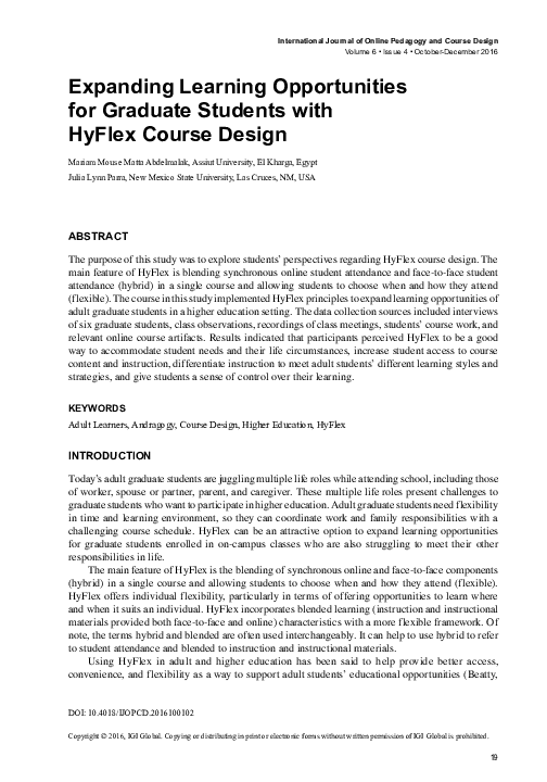 (PDF) Expanding Learning Opportunities for Graduate Students with ...