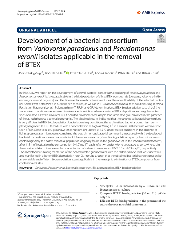 (PDF) Development of a bacterial consortium from Variovorax paradoxus ...