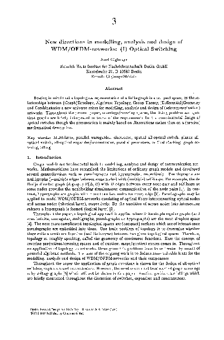 (PDF) New directions in modelling, analysis and design of WDM/OFDM-networks: (I) Optical Switching