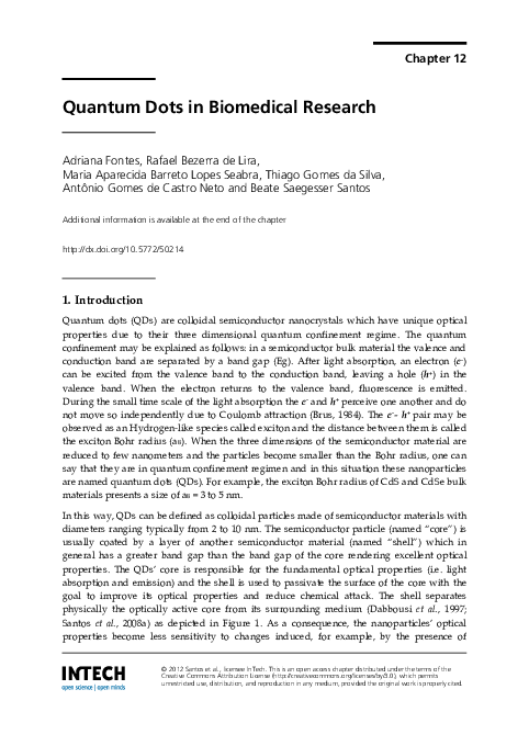 (PDF) Quantum Dots in Biomedical Research