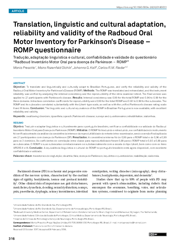 (PDF) Translation, linguistic and cultural adaptation, reliability and ...