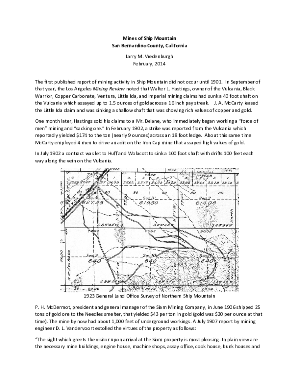 (PDF) Mines of Ship Mountain San Bernardino County, California | Larry ...