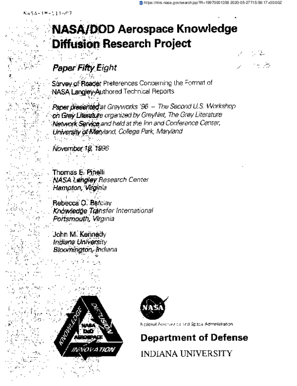 (PDF) The NASA/DoD aerospace knowledge diffusion research project ...