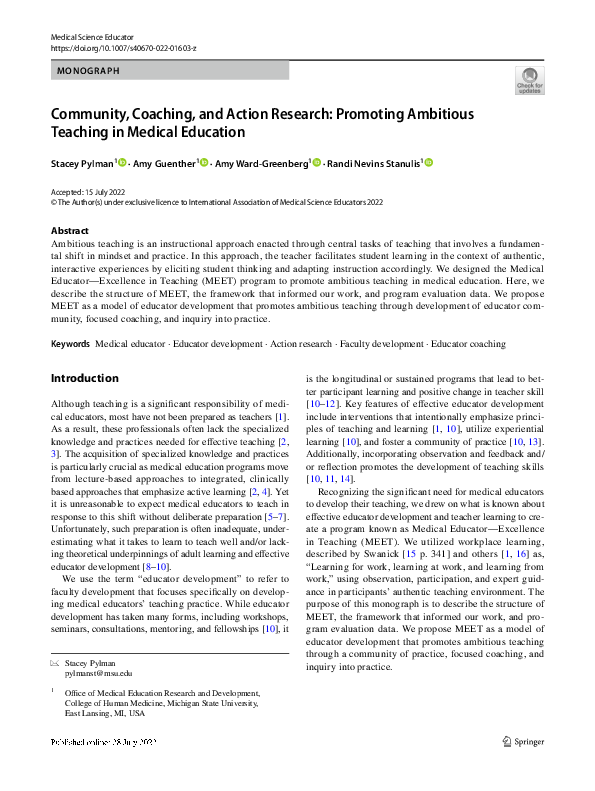(PDF) Community, Coaching, and Action Research: Promoting Ambitious ...