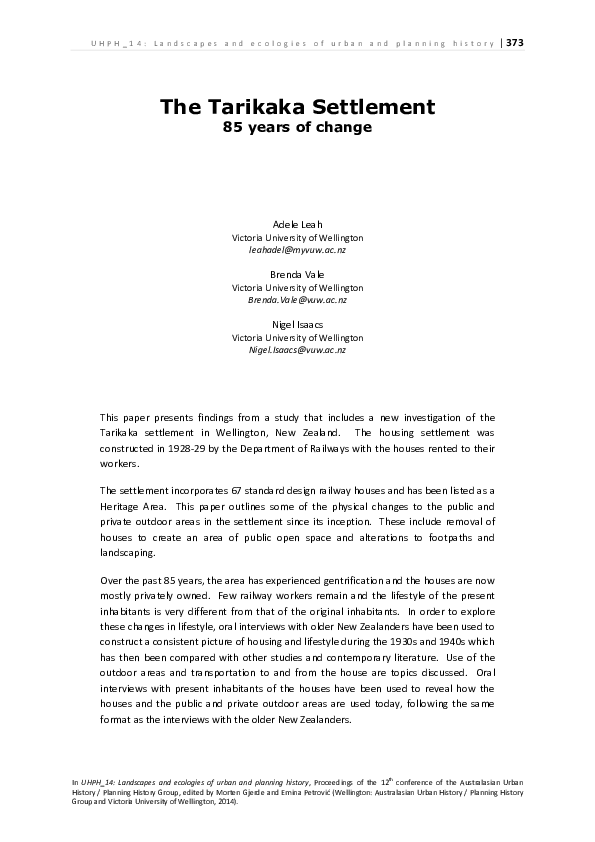 (PDF) The Tarikaka settlement: 85 years of change