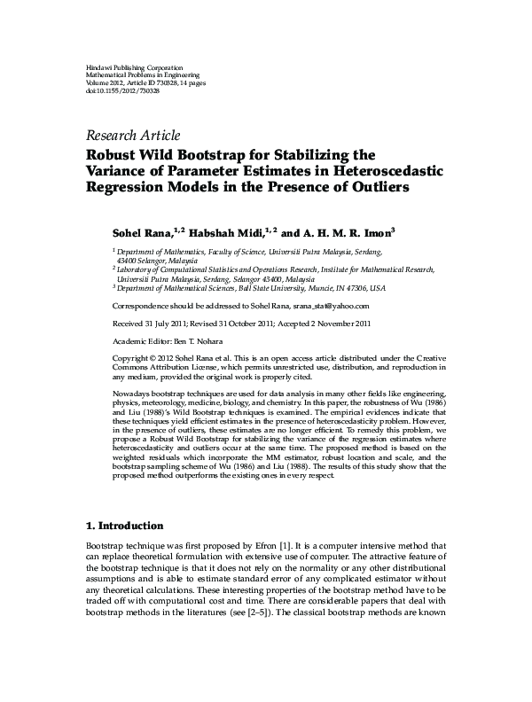 (PDF) Robust Wild Bootstrap for Stabilizing the Variance of Parameter ...