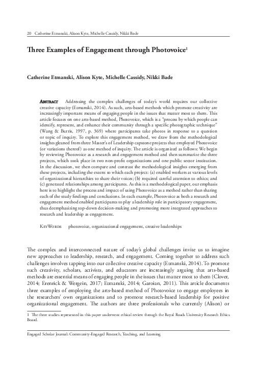 (PDF) Three Examples of Engagement through Photovoice