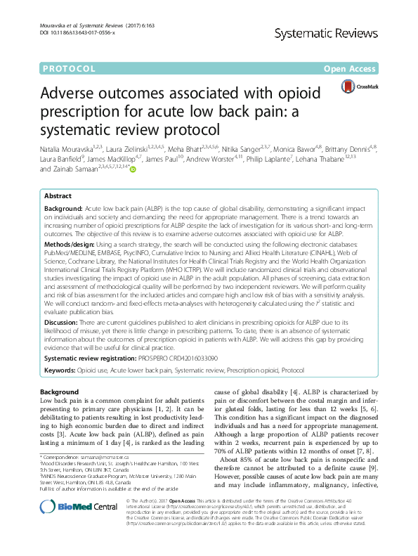 (PDF) Adverse outcomes associated with opioid prescription for acute ...