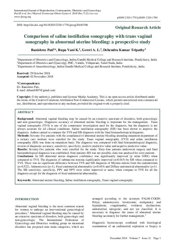 (PDF) Comparison of saline instillation sonography with trans vaginal ...