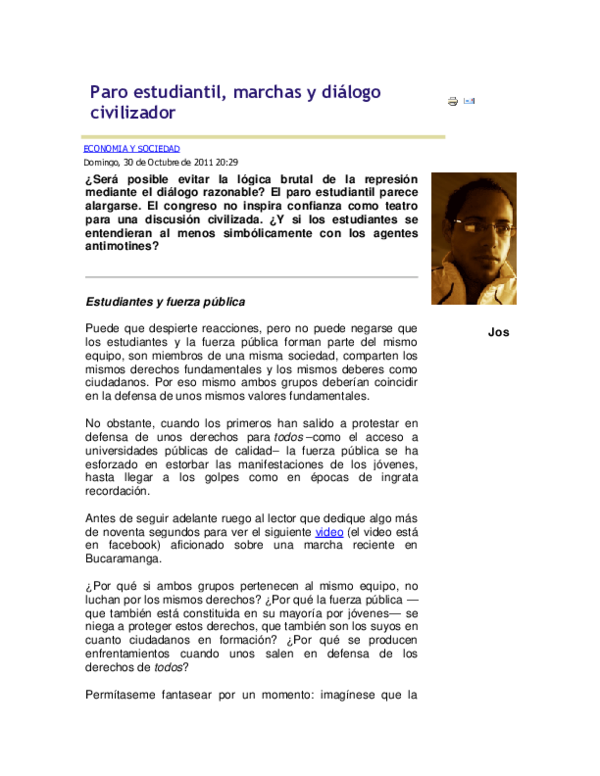 (PDF) Paro estudiantil, marchas y diálogo civilizador