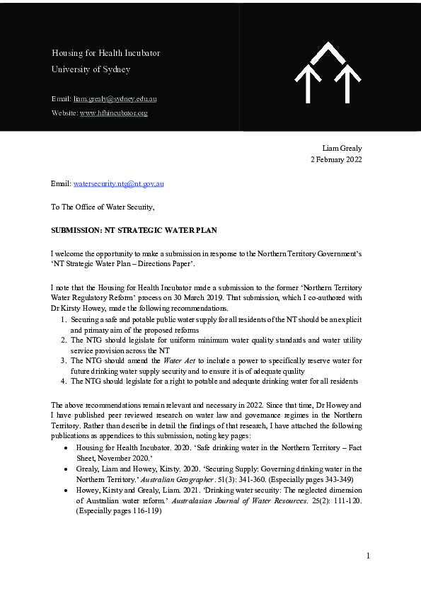 (PDF) 2022, "Submission to the NT Strategic Water Plan Review" | Liam ...