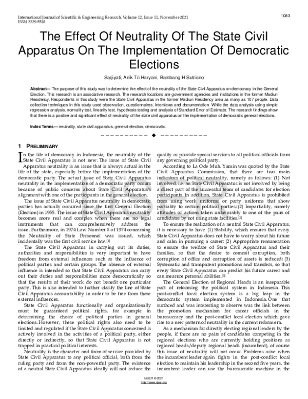 (PDF) The Effect Of Neutrality Of The State Civil Apparatus On The ...