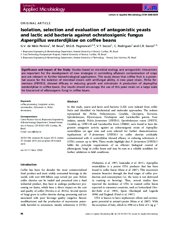 (PDF) Isolation, selection and evaluation of antagonistic yeasts and ...