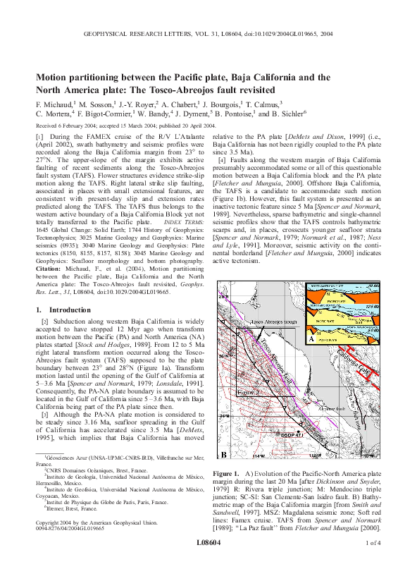 (PDF) Motion partitioning between the Pacific plate, Baja California ...