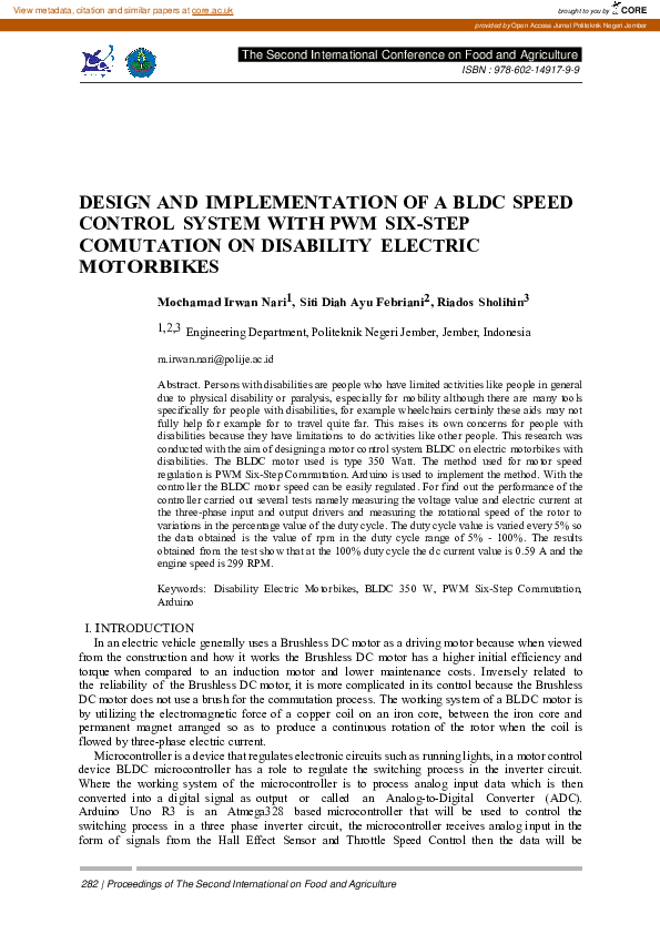 Pdf Design And Implementation Of A Bldc Speed Control System With Pwm Six Step Comutation On