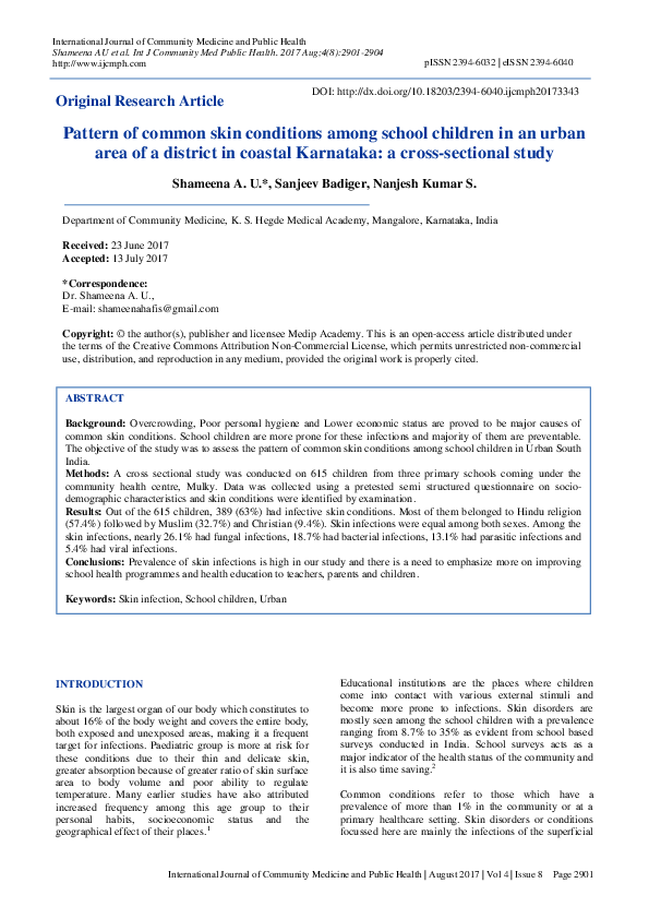 (PDF) Pattern of common skin conditions among school children in an ...