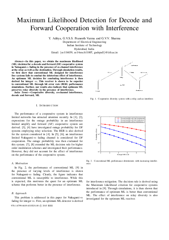 (PDF) Maximum likelihood detection for decode and forward cooperation with interference | V S S ...