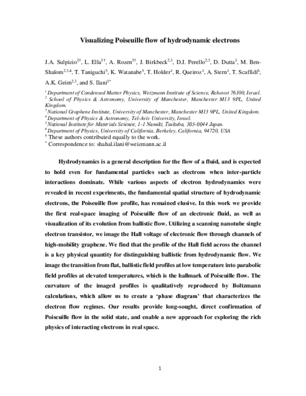 (PDF) Visualizing Poiseuille flow of hydrodynamic electrons