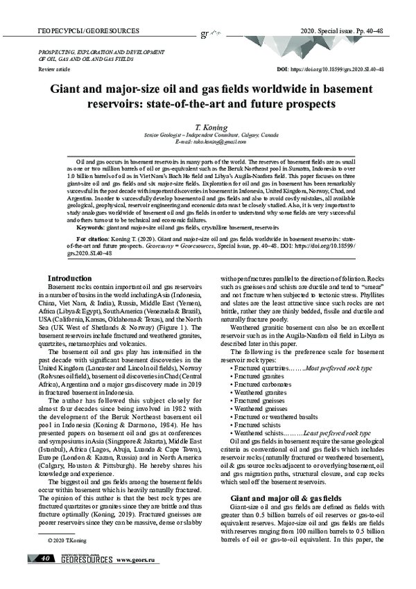 (PDF) Giant and major-size oil and gas fields worldwide in basement ...