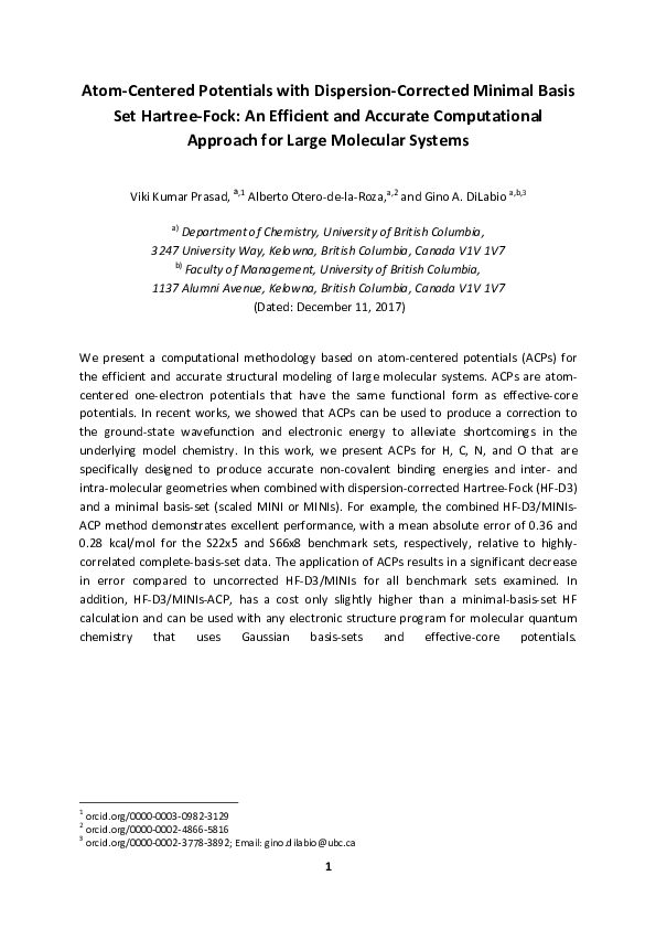 (PDF) Atom-Centered Potentials with Dispersion-Corrected Minimal-Basis-Set Hartree-Fock: An ...