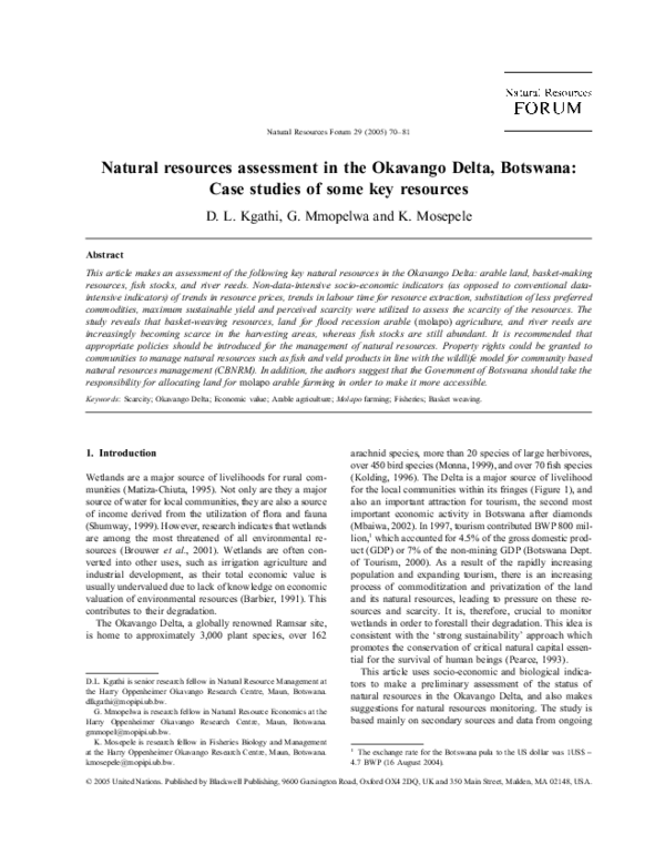 (PDF) Natural resources assessment in the Okavango Delta, Botswana ...