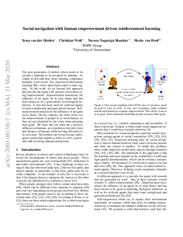 Pdf Social Navigation With Human Empowerment Driven Deep Reinforcement Learning