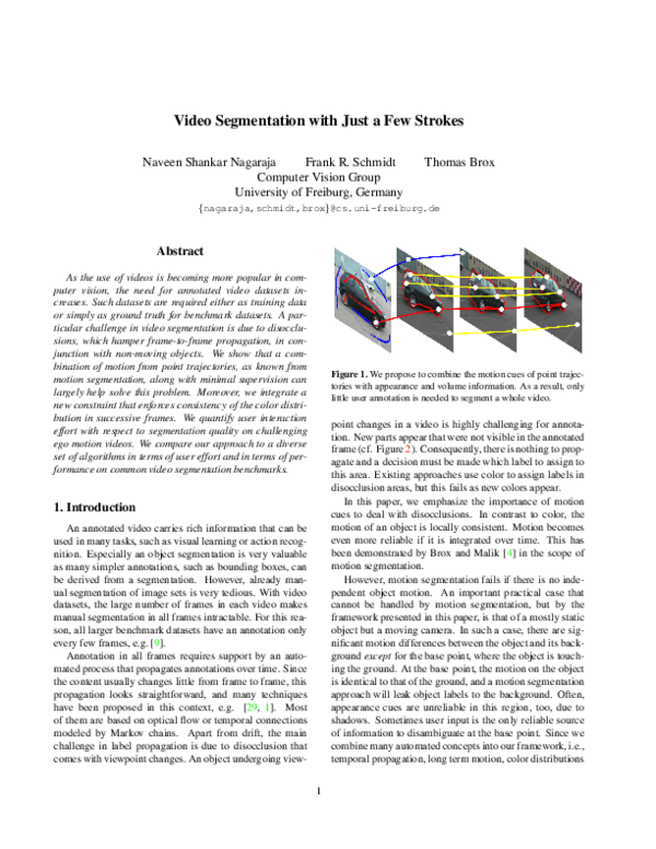 (PDF) Video Segmentation with Just a Few Strokes