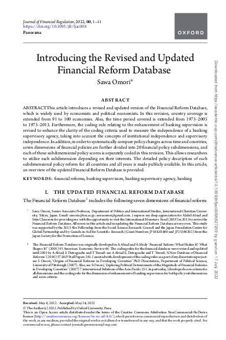 (PDF) Introducing the Revised and Updated Financial Reform Database ...