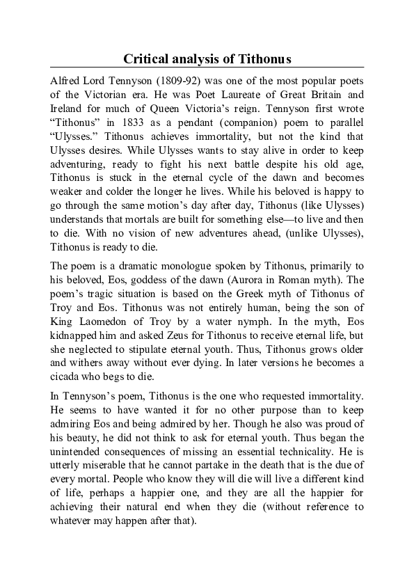 (DOC) Critical analysis of Tithonus
