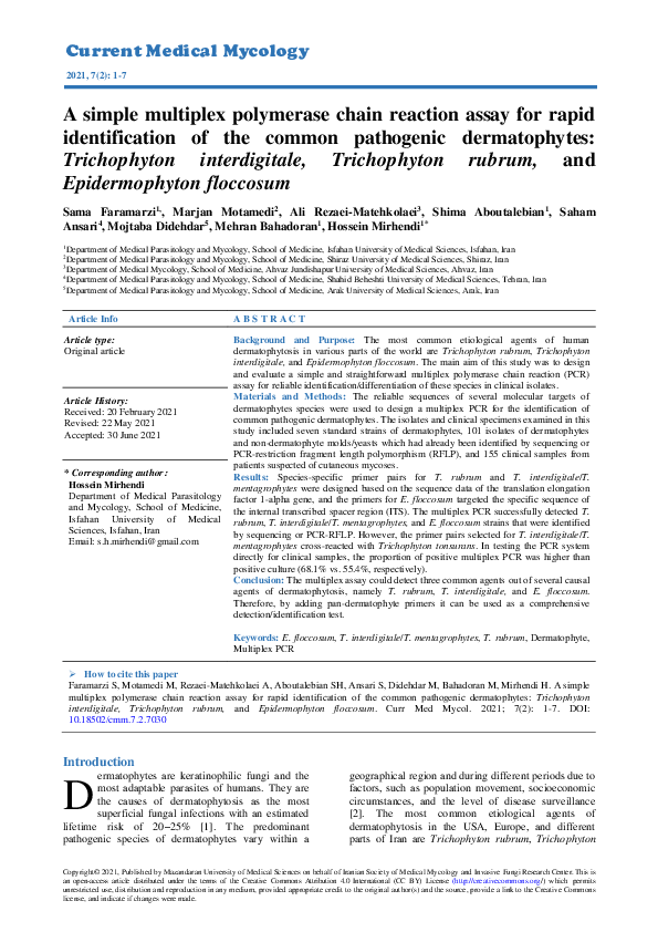 (PDF) A simple multiplex polymerase chain reaction assay for rapid ...