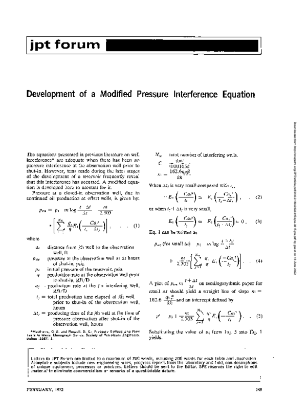 (PDF) Development of a Modified Pressure Interference Equation