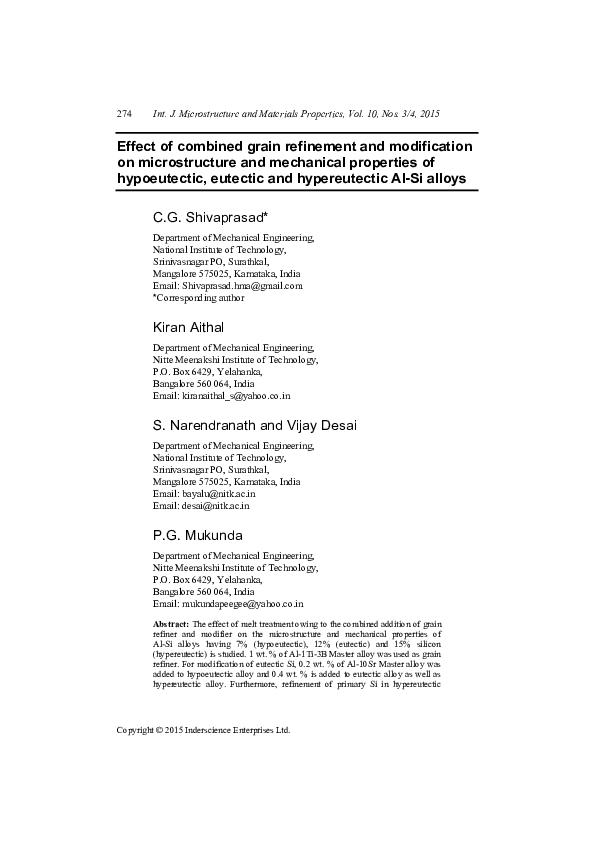 (PDF) Effect of combined grain refinement and modification on ...