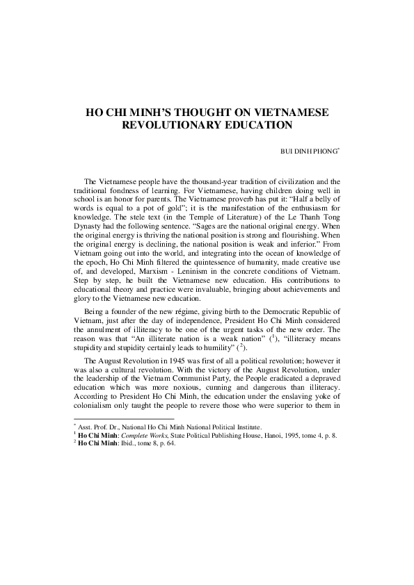 (PDF) Ho Chi Minh’s Thought on Vietnamese Revolutionary Education
