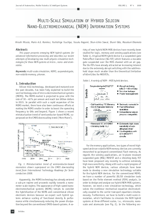 (PDF) Multi-scale Simulation of Hybrid Silicon Nanoelectromechanical (NEM) Information Systems