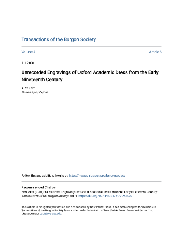 (PDF) Unrecorded Engravings of Oxford Academic Dress from the Early ...