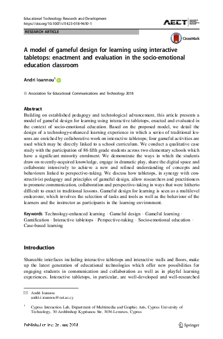 (PDF) A model of gameful design for learning using interactive ...