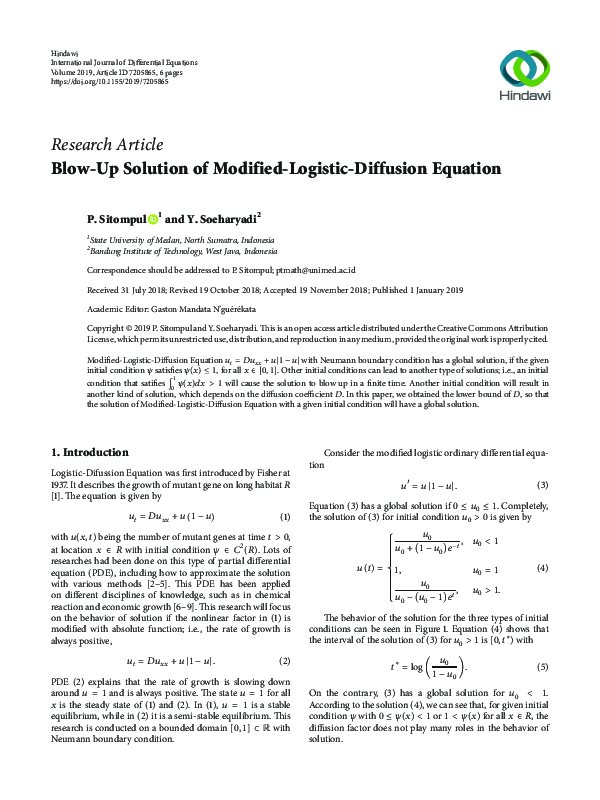 Pdf Global Solutions To Modified Logistic Diffusion