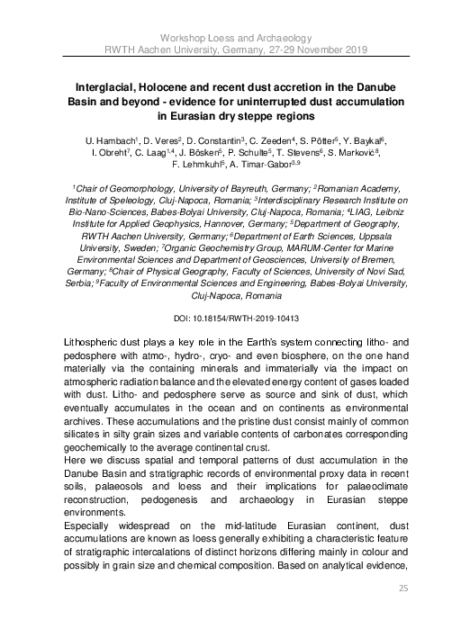 (PDF) Interglacial, Holocene and recent dust accretion in the Danube ...