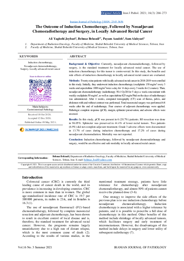 Pdf The Outcome Of Induction Chemotherapy Followed By Neoadjuvant Chemoradiotherapy And