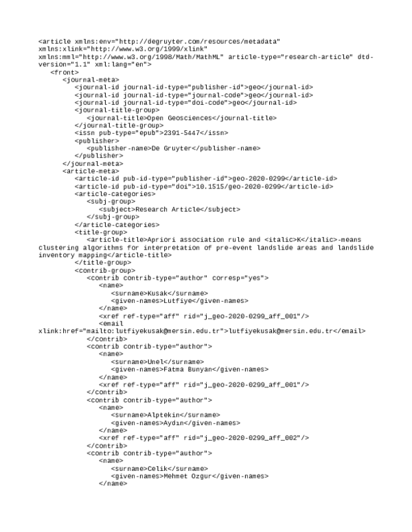 Apriori association rule and K-means clustering algorithms for interpretation of pre-event ...