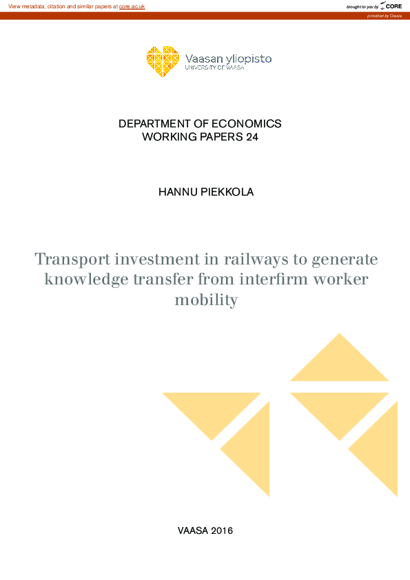 (PDF) Transport investment in railways to generate knowledge transfer ...