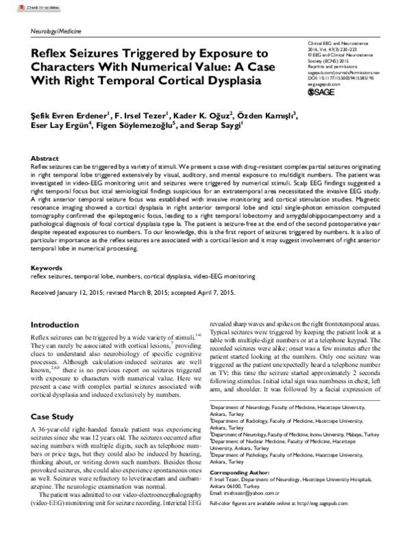 (PDF) Reflex Seizures Triggered by Exposure to Characters With ...
