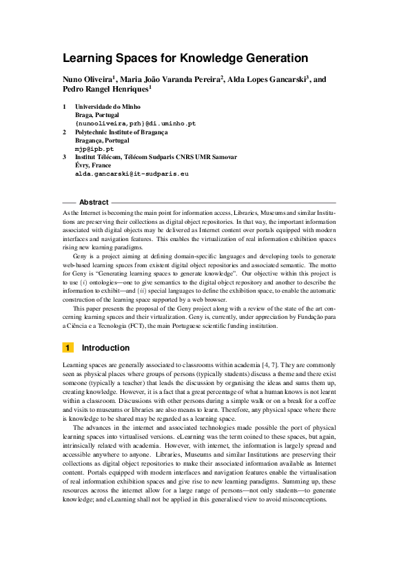 (PDF) Learning Spaces for Knowledge Generation