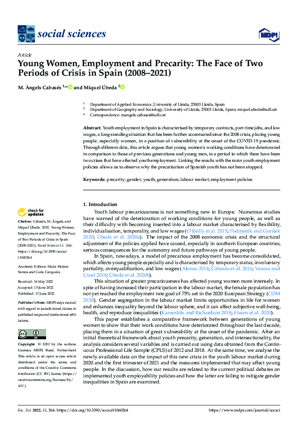 (PDF) Young Women, Employment and Precarity: The Face of Two Periods of ...
