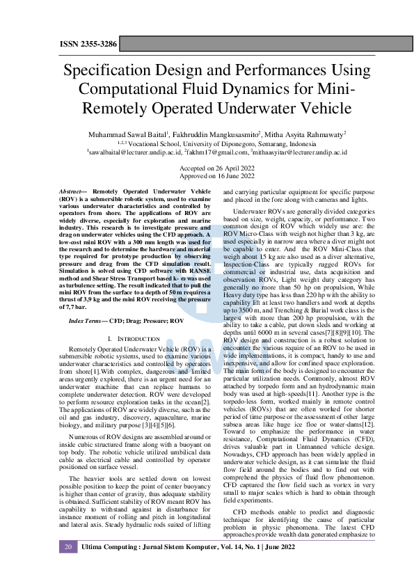 (PDF) Specification Design and Performances Using Computational Fluid Dynamics for Mini-Remotely ...