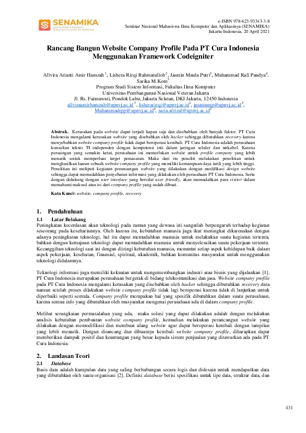 (PDF) Rancang Bangun Website Company Profile Pada PT Cura Indonesia ...