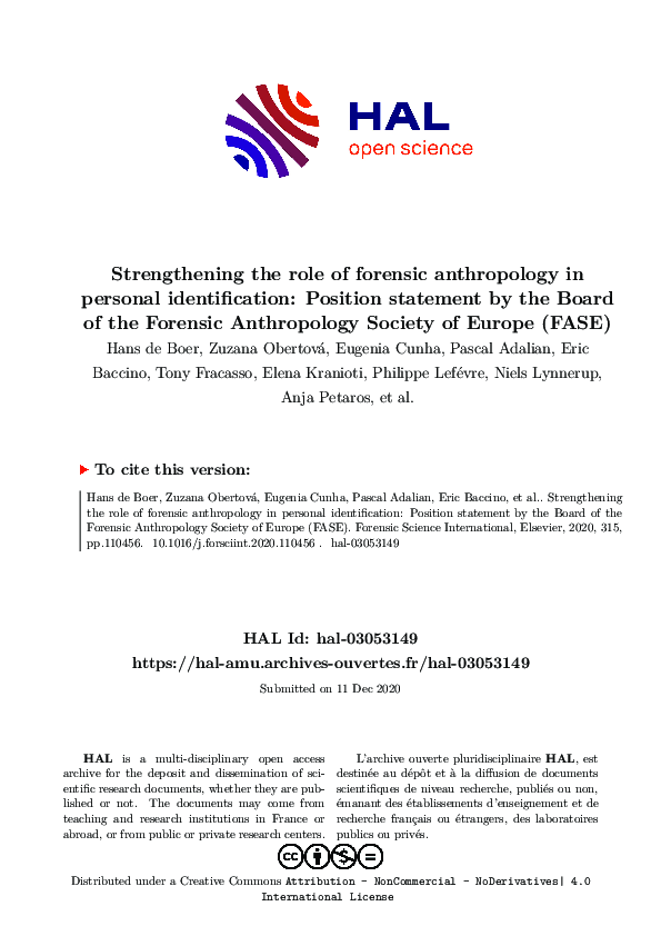 (PDF) Strengthening the role of forensic anthropology in personal ...