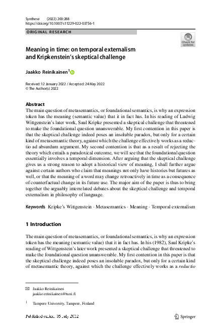 (PDF) Meaning in time: on temporal externalism and Kripkenstein’s ...